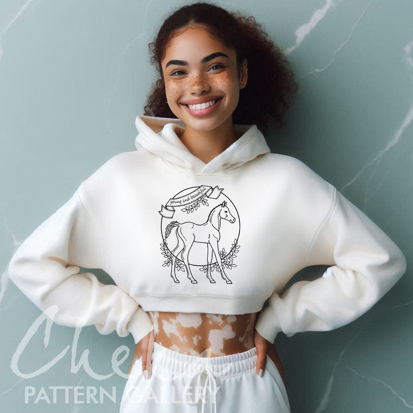 Foal Embroidery, Foal embroidery pattern. A baby horse with flowers, a ...